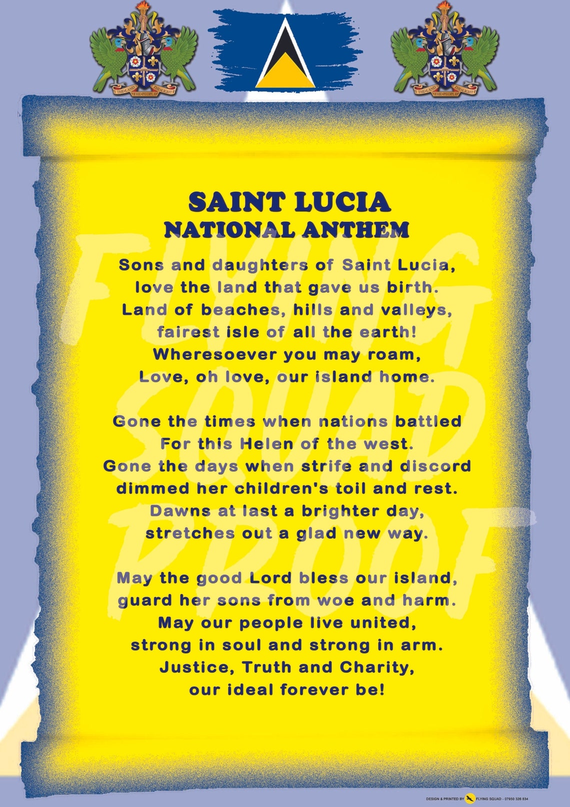 St. Lucia National Anthem Poster - A3 Size - Etsy