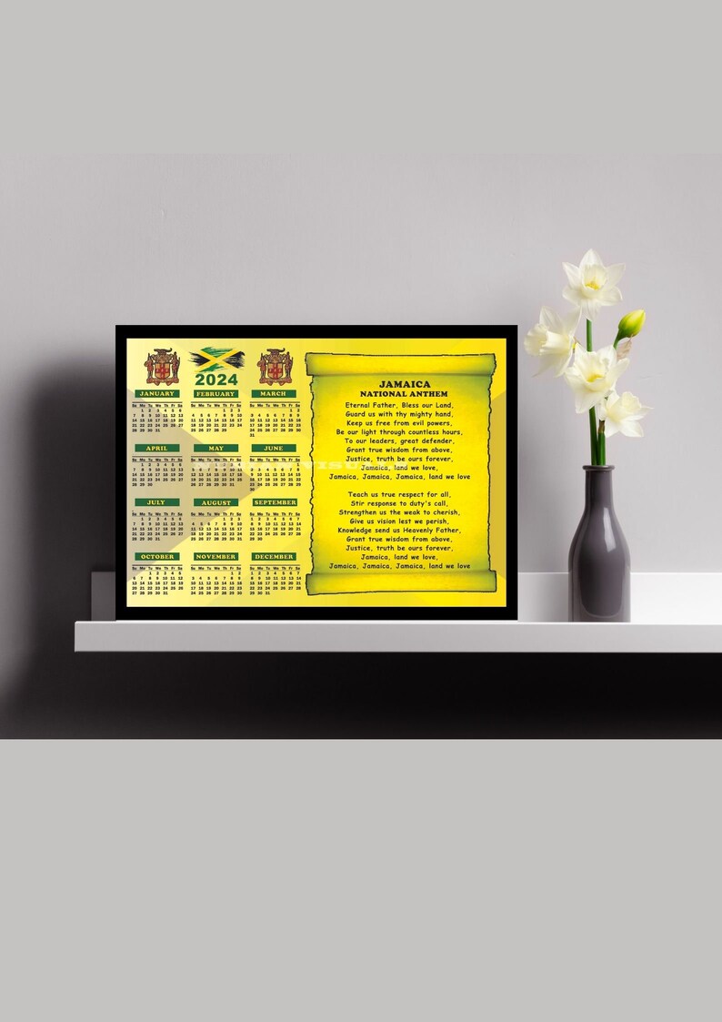 Jamaica National Anthem A3 2024 Calendar Premium Framed Artwork - Etsy