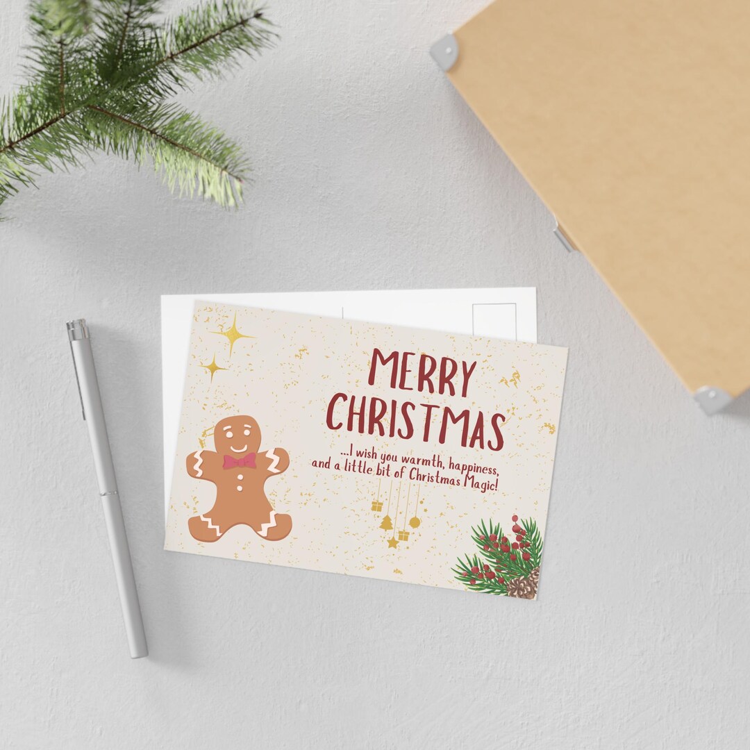 Christmas Wish Postcard Art Gift Gold - Etsy