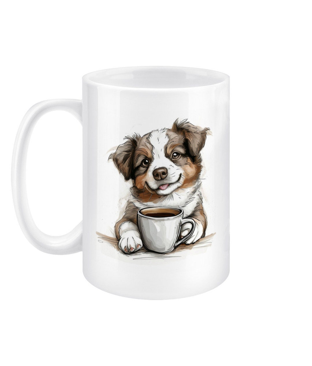 Border Collie I Coffee Pups Dog Series White 15 Oz Large Ceramic Mug - Etsy