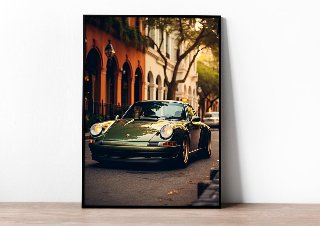 Green Retro Porsche 911 Racing Print, Wall Art Print, Gifted Poster ...