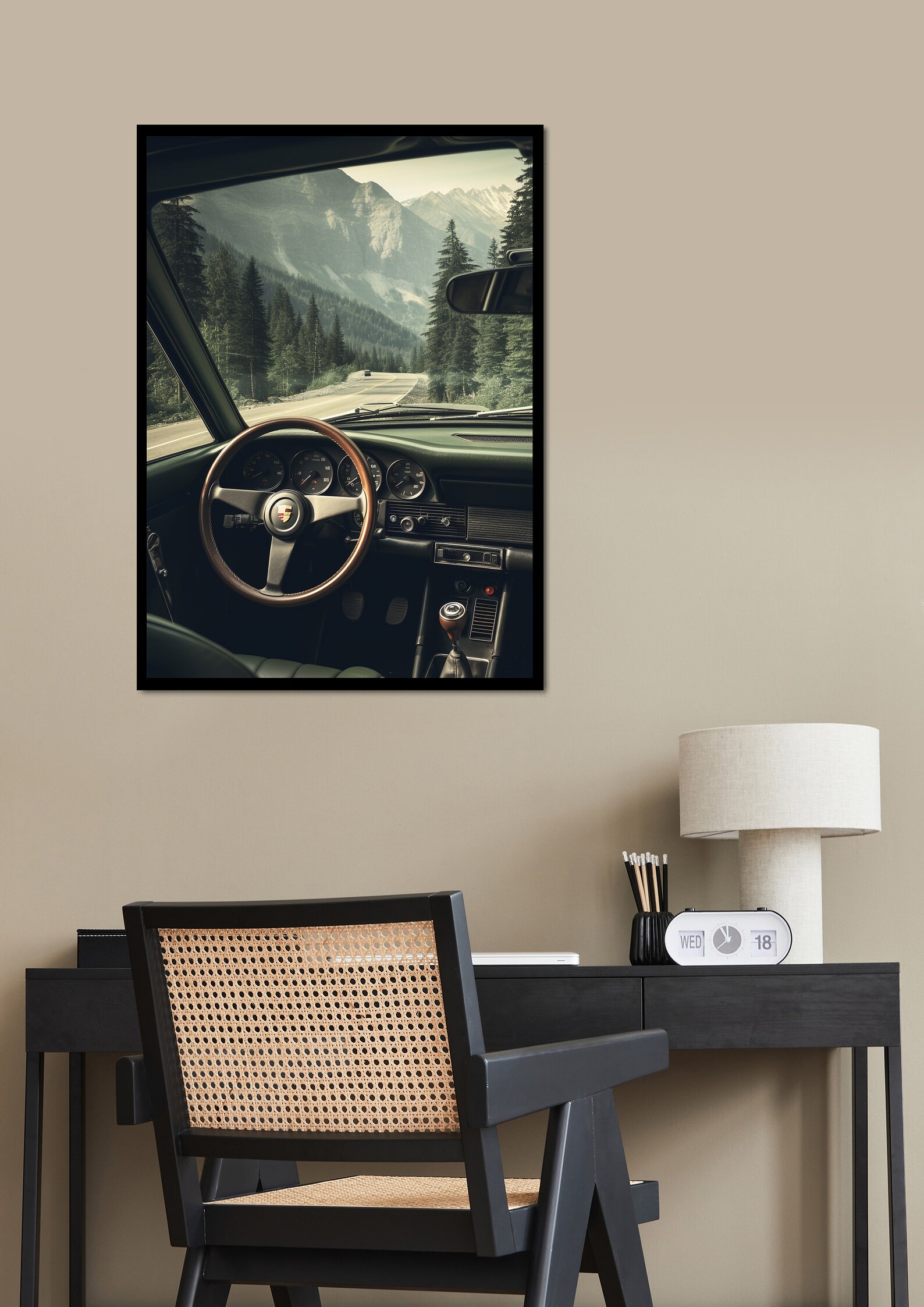 Retro Interior Porsche 911 Print, Wall Art Print, Gifted Poster, Office ...