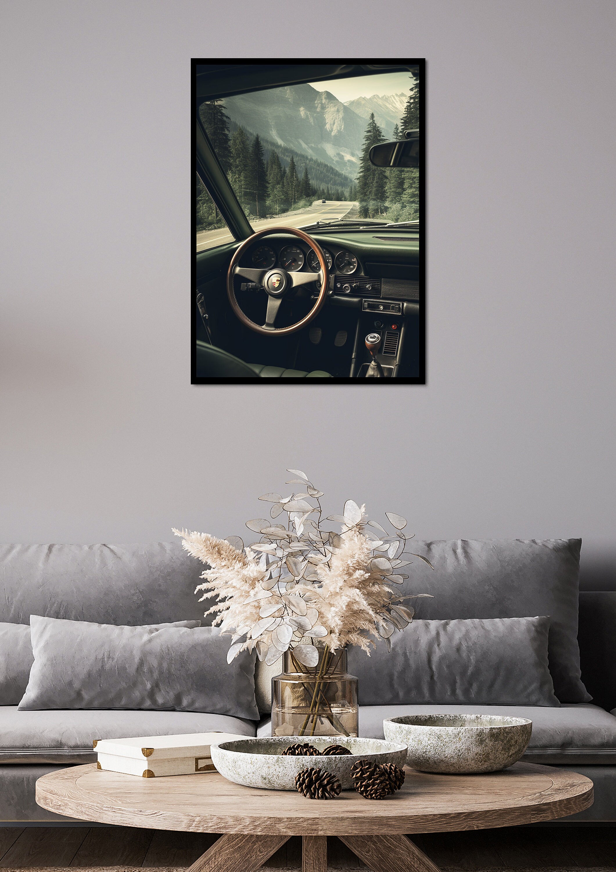Retro Interior Porsche 911 Print, Wall Art Print, Gifted Poster, Office ...