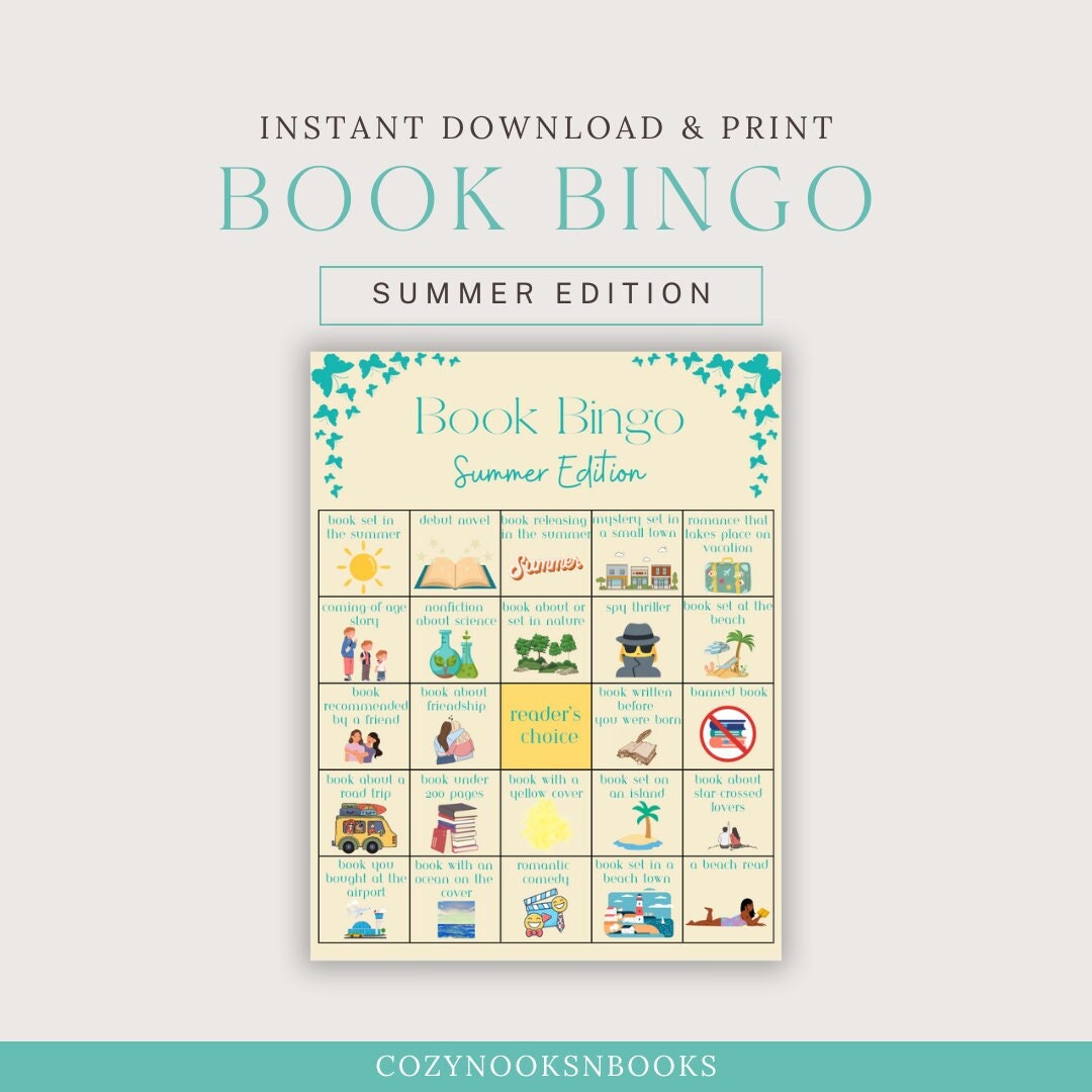 Summer Book Bingo | Printable TBR Reading Challenge | Summer-themed ...