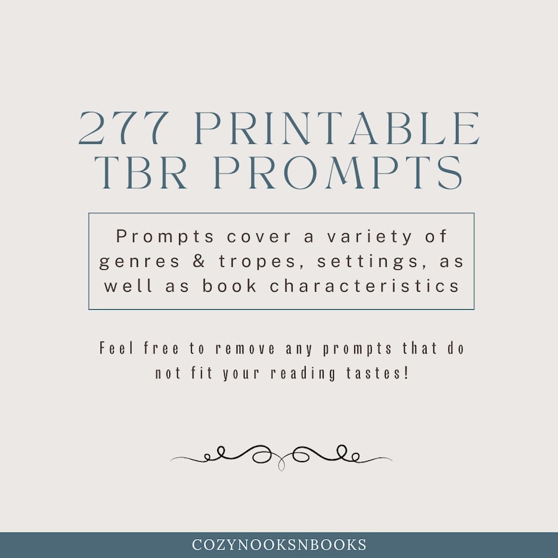 Printable TBR Prompts | PDF Instant Download | Reading Challenge ...