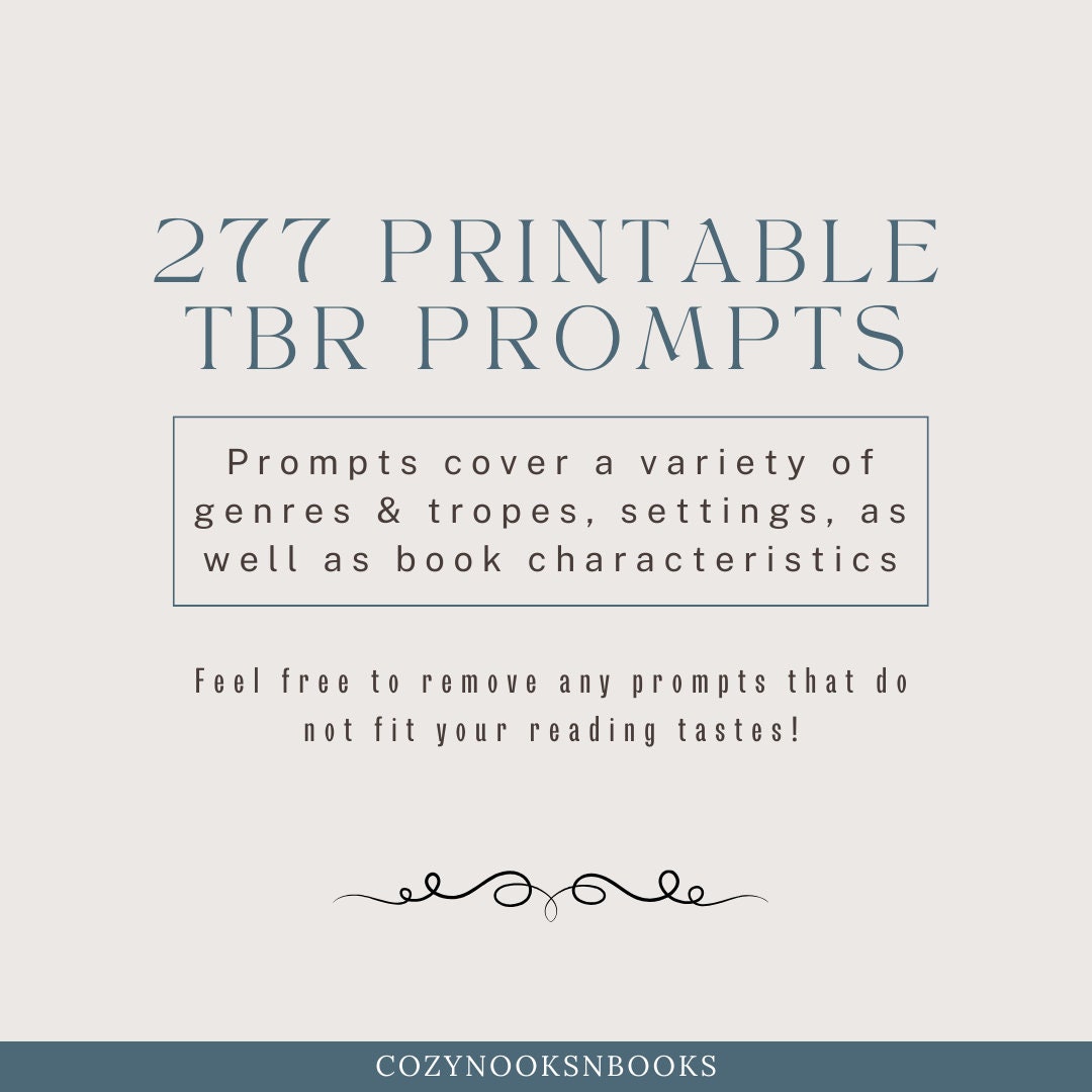 Printable TBR Prompts | PDF Instant Download | Reading Challenge ...