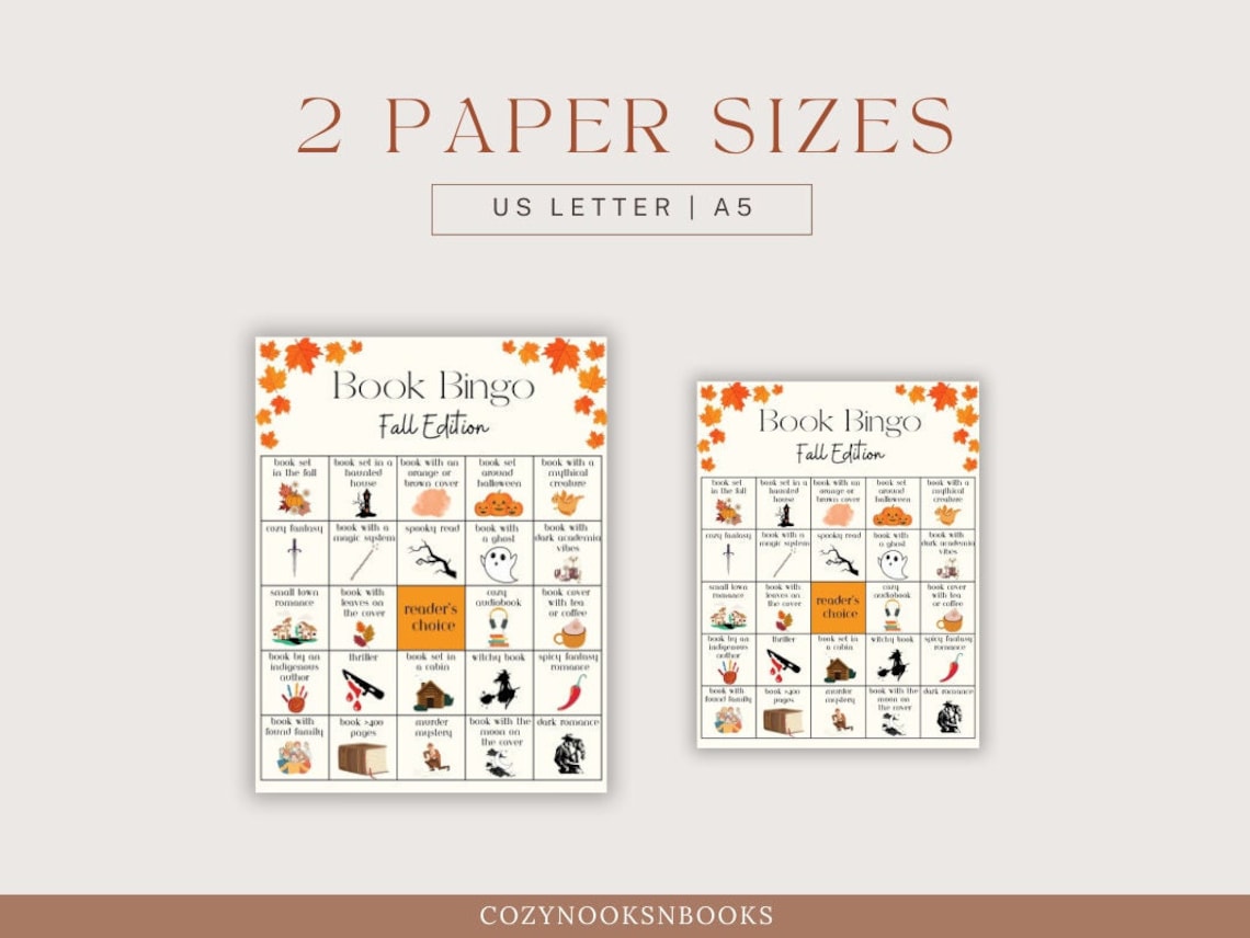 Cozy Fall Book Bingo | Printable TBR Reading Challenge | Autumn-themed ...