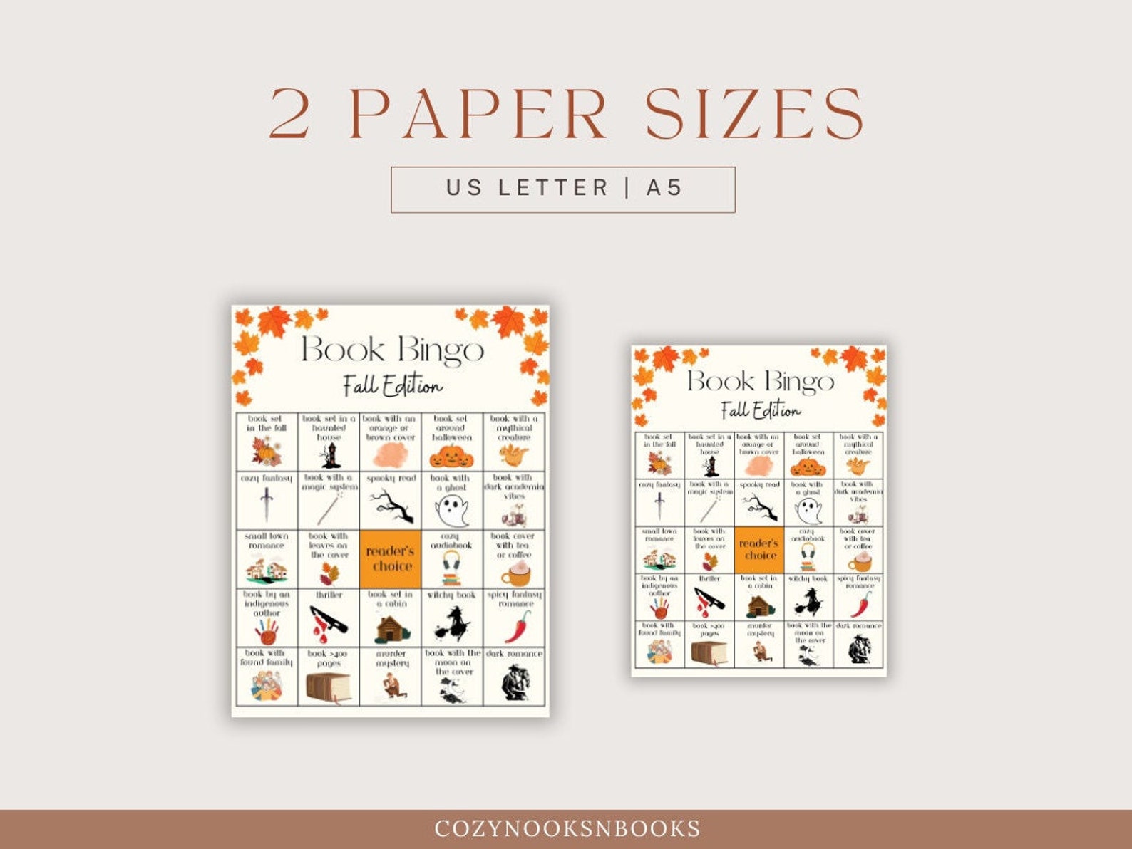 Cozy Fall Book Bingo | Printable TBR Reading Challenge | Autumn-themed ...