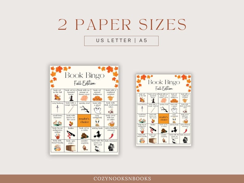 Cozy Fall Book Bingo | Printable TBR Reading Challenge | Autumn-themed ...