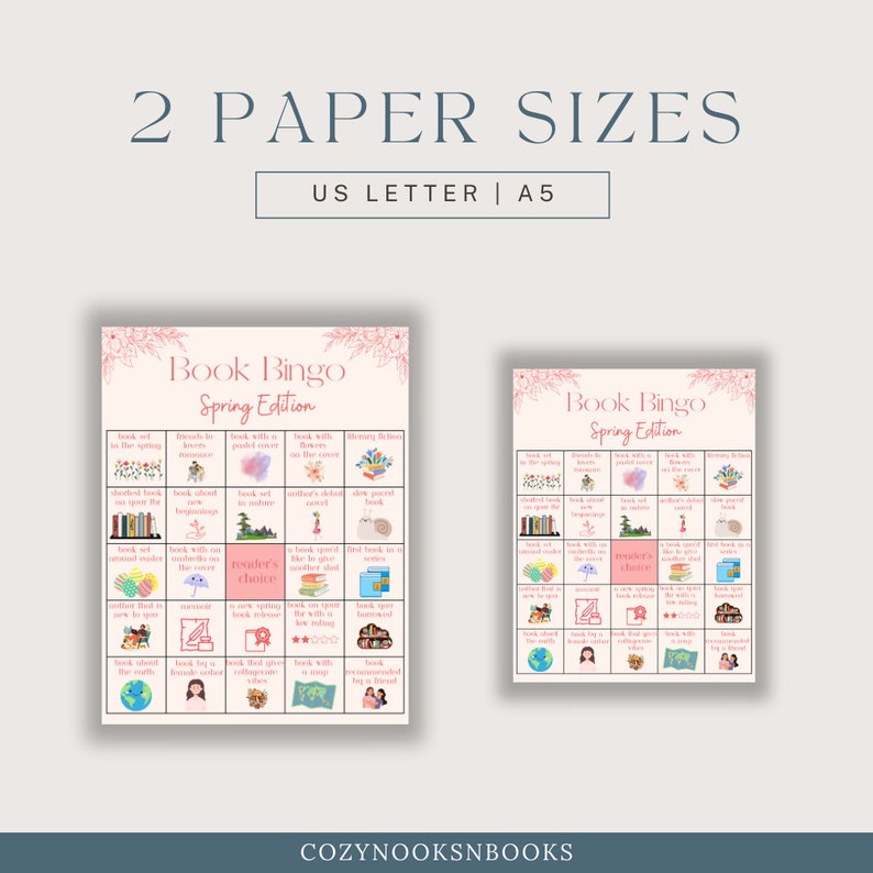 Spring Book Bingo | Printable TBR Reading Challenge | Spring-themed ...