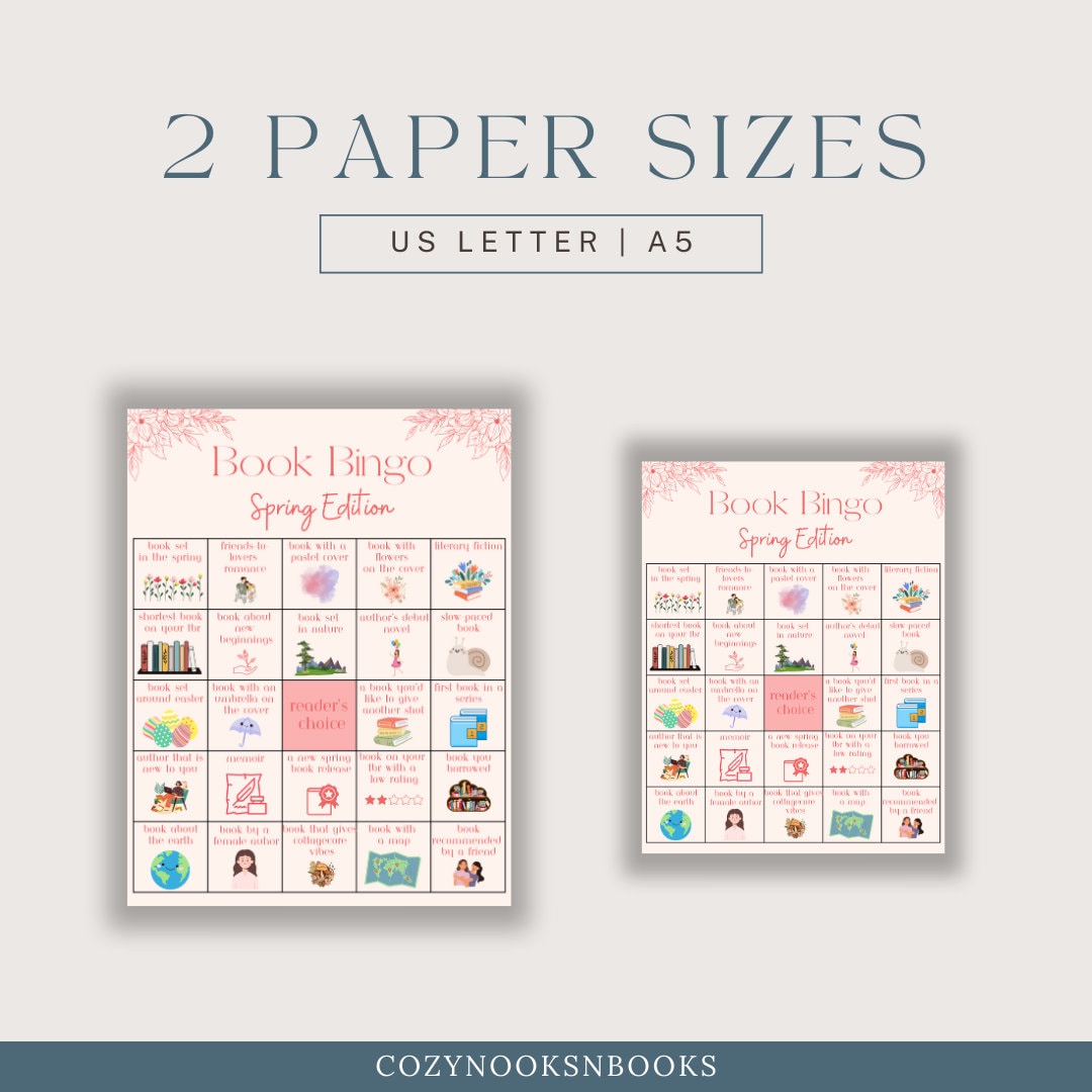 Spring Book Bingo | Printable TBR Reading Challenge | Spring-themed ...