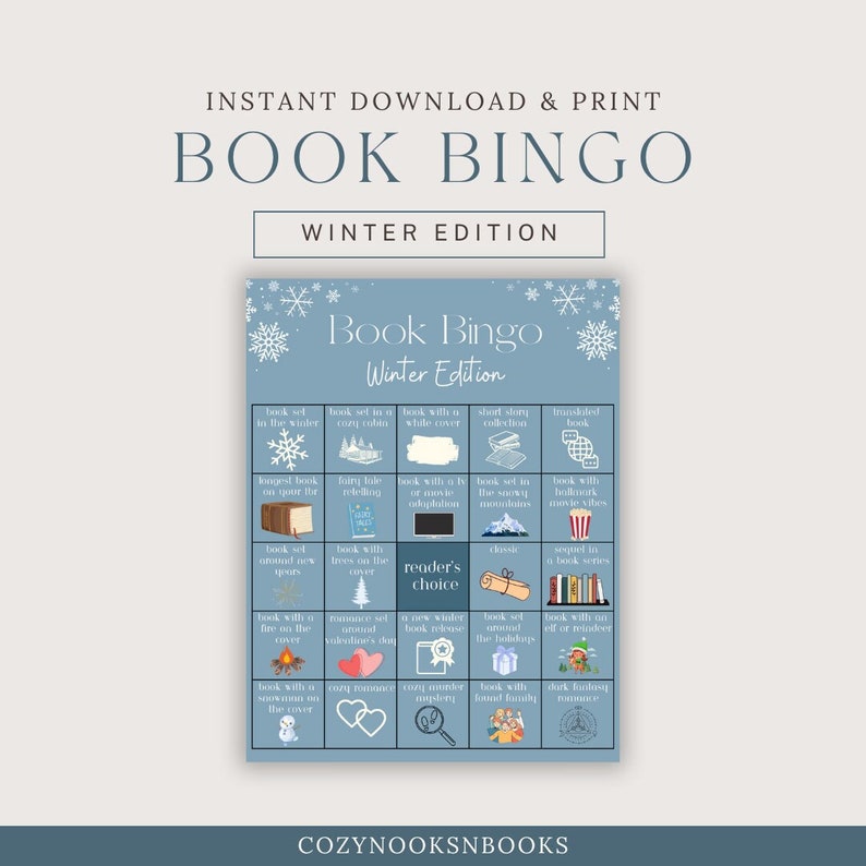 Winter Book Bingo | Printable TBR Reading Challenge | Winter-themed ...