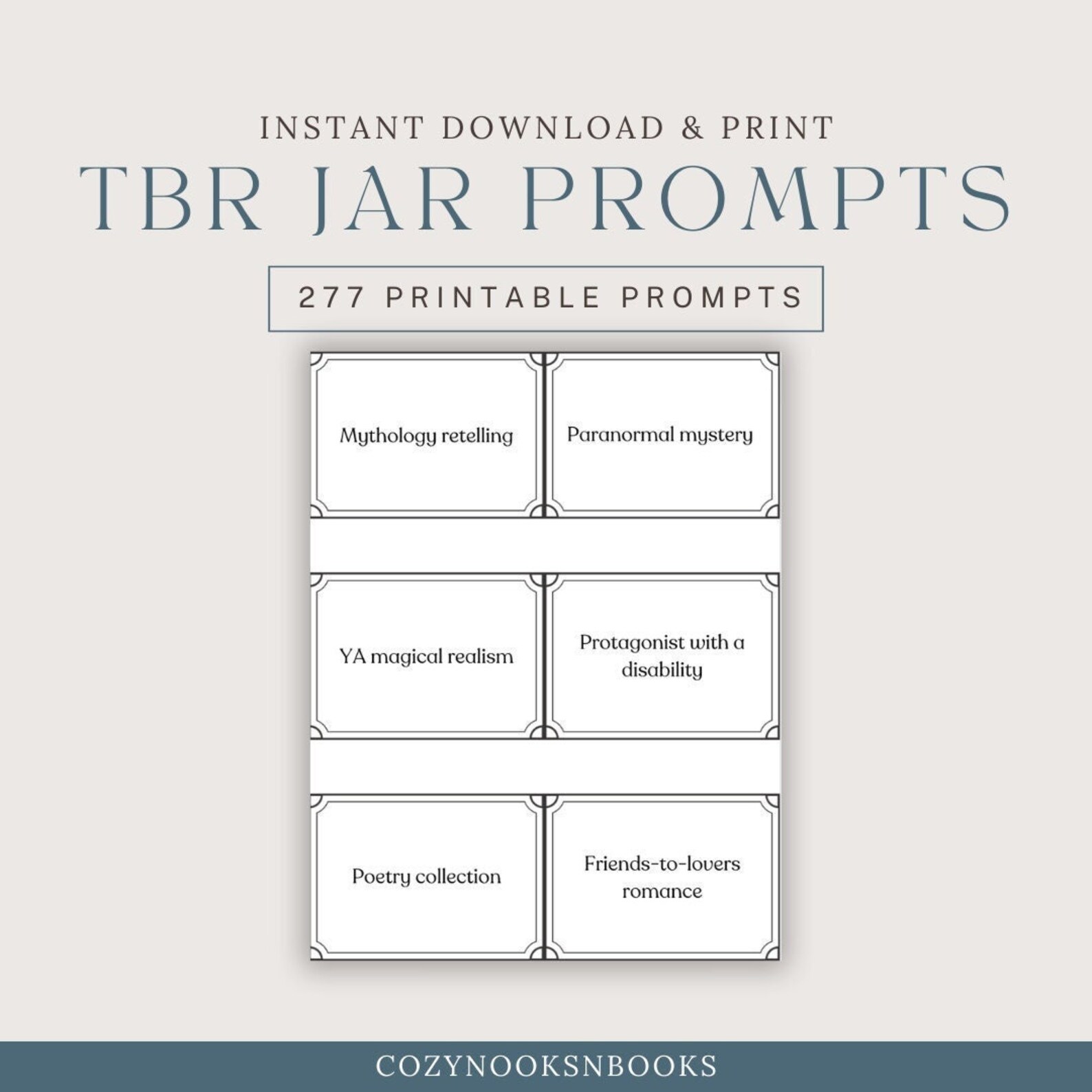 Printable TBR Prompts | PDF Instant Download | Reading Challenge ...