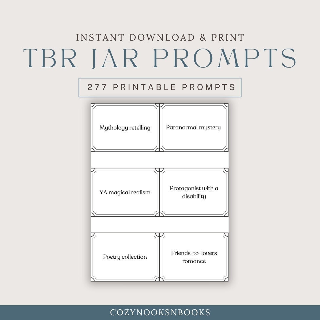 Printable TBR Prompts | PDF Instant Download | Reading Challenge ...