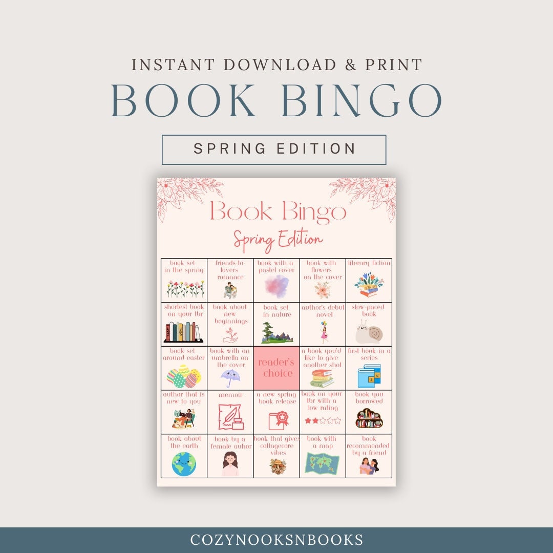 Spring Book Bingo | Printable TBR Reading Challenge | Spring-themed ...
