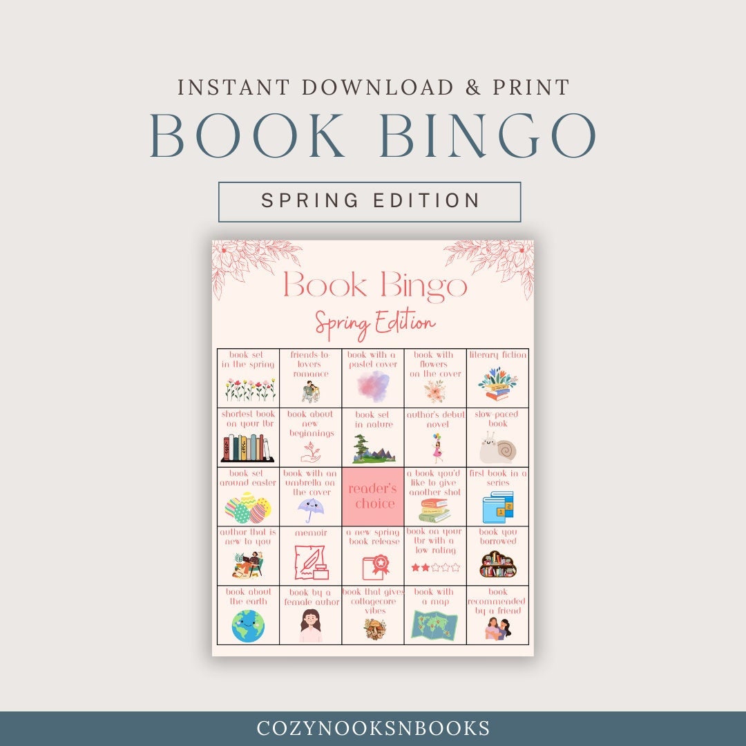 Spring Book Bingo | Printable TBR Reading Challenge | Spring-themed ...