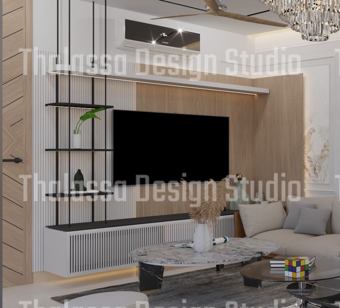 TV Wall Design With Console : Tv Wall A Step-by-step Guide - Etsy