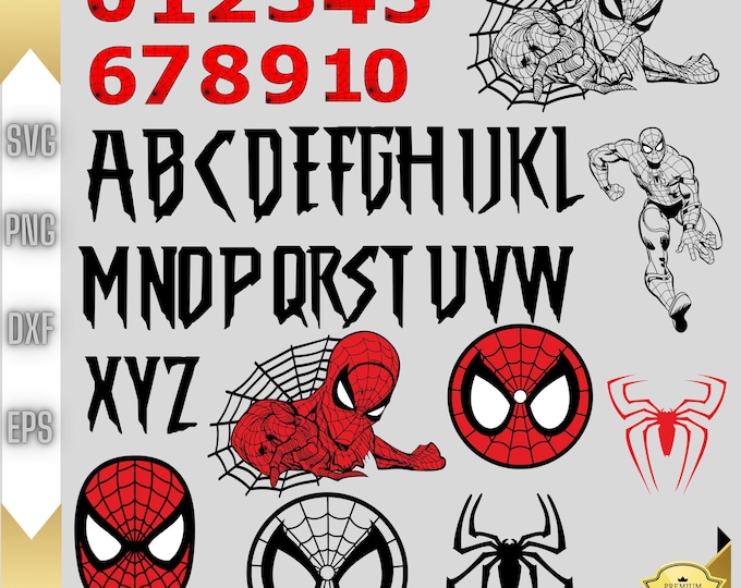 Spiderman Letters Svg Spiderman Numbers Svg Spiderman Font - Etsy Canada