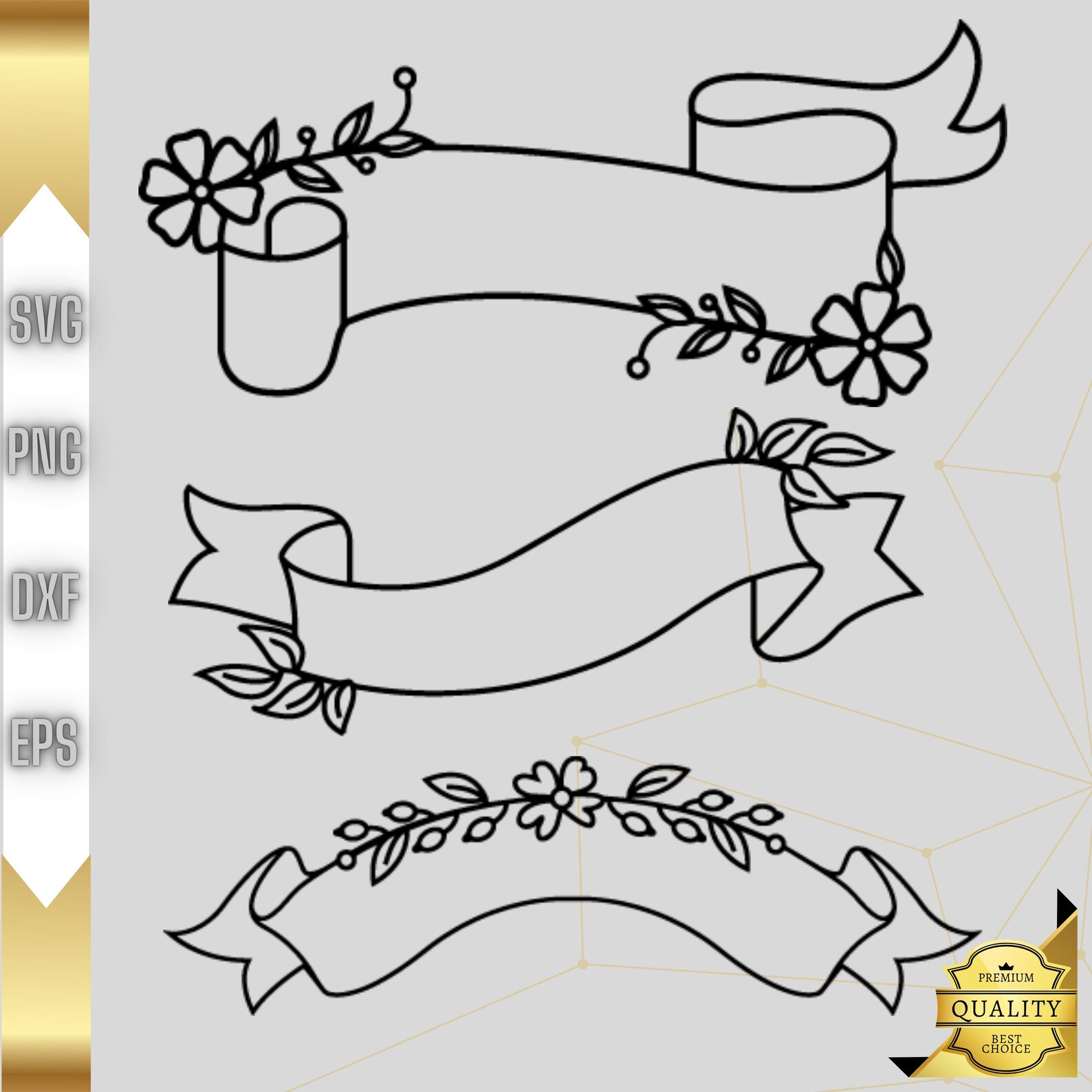 Banner, Ribbon Banner Svg Bundle, Ribbon Svg, Ribbon Clipart, Outline ...