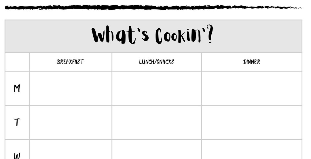 What's Cookin' Meal Plan Template - Etsy
