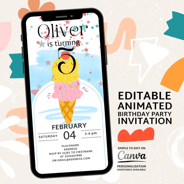 Animated Ice Cream Invitation - Etsy