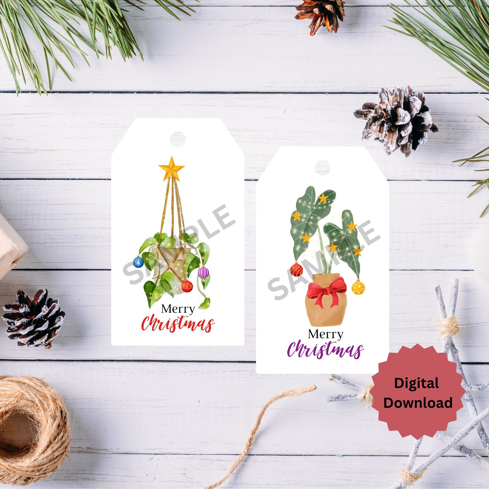 Printable Christmas Gift Tags Template House Plant Christmas Gift Tags ...