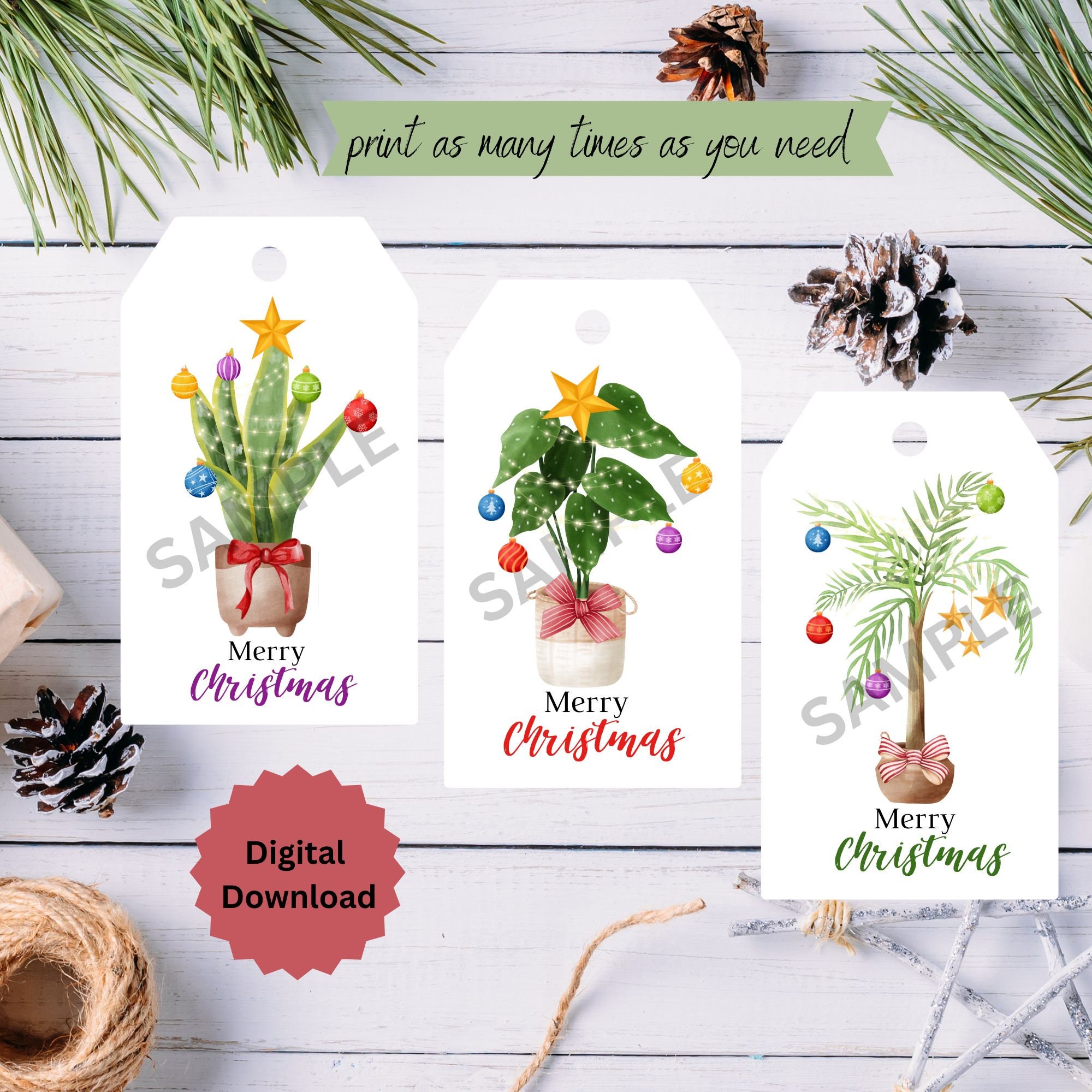 Printable Christmas Gift Tags Template House Plant Christmas Gift Tags ...