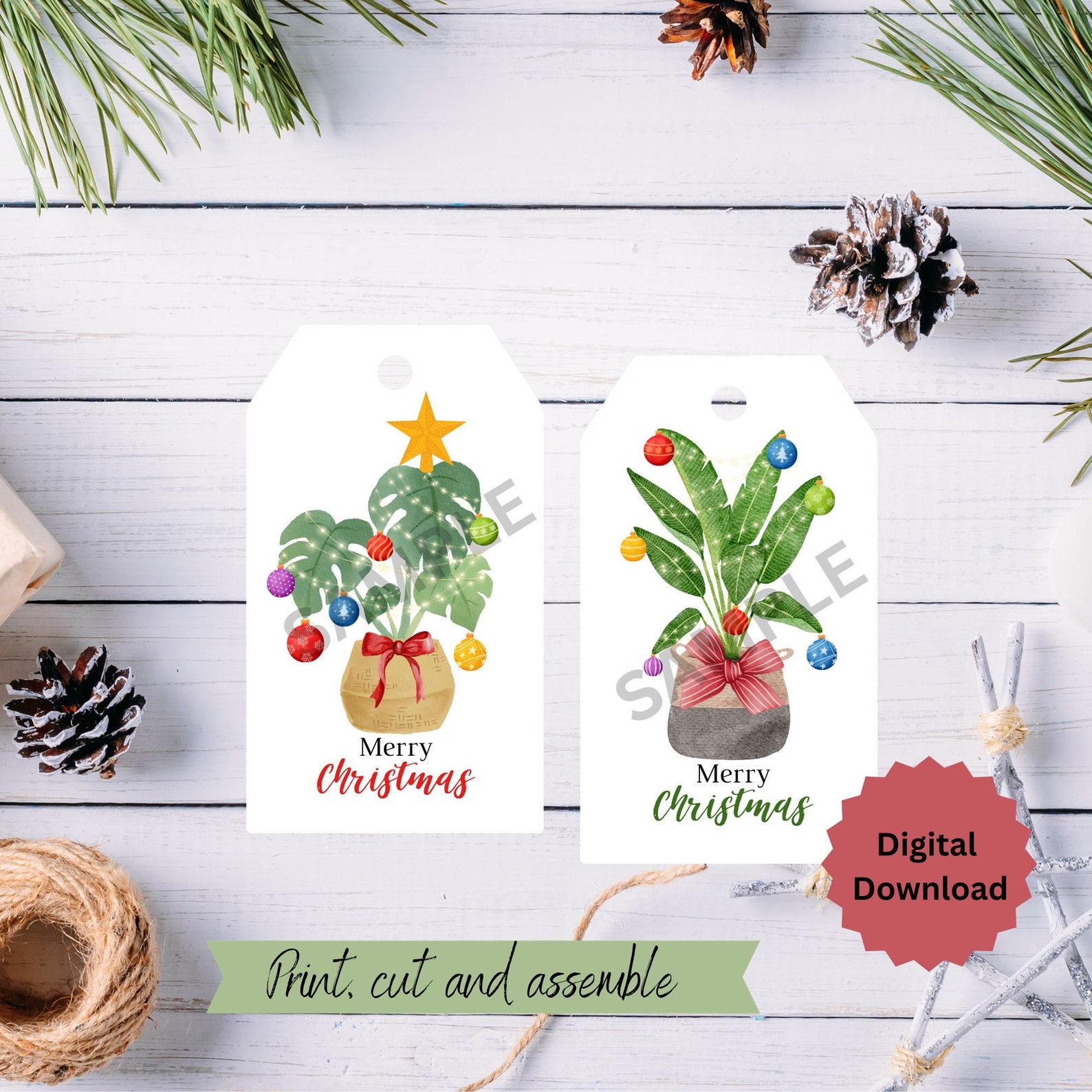 Printable Christmas Gift Tags Template House Plant Christmas Gift Tags ...