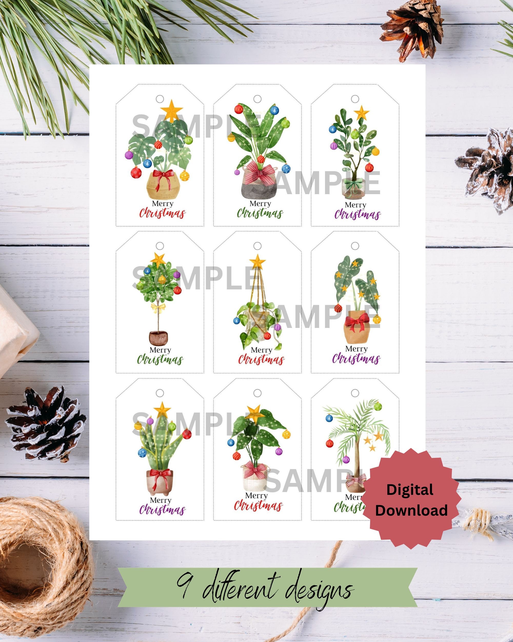 Printable Christmas Gift Tags Template House Plant Christmas Gift Tags ...