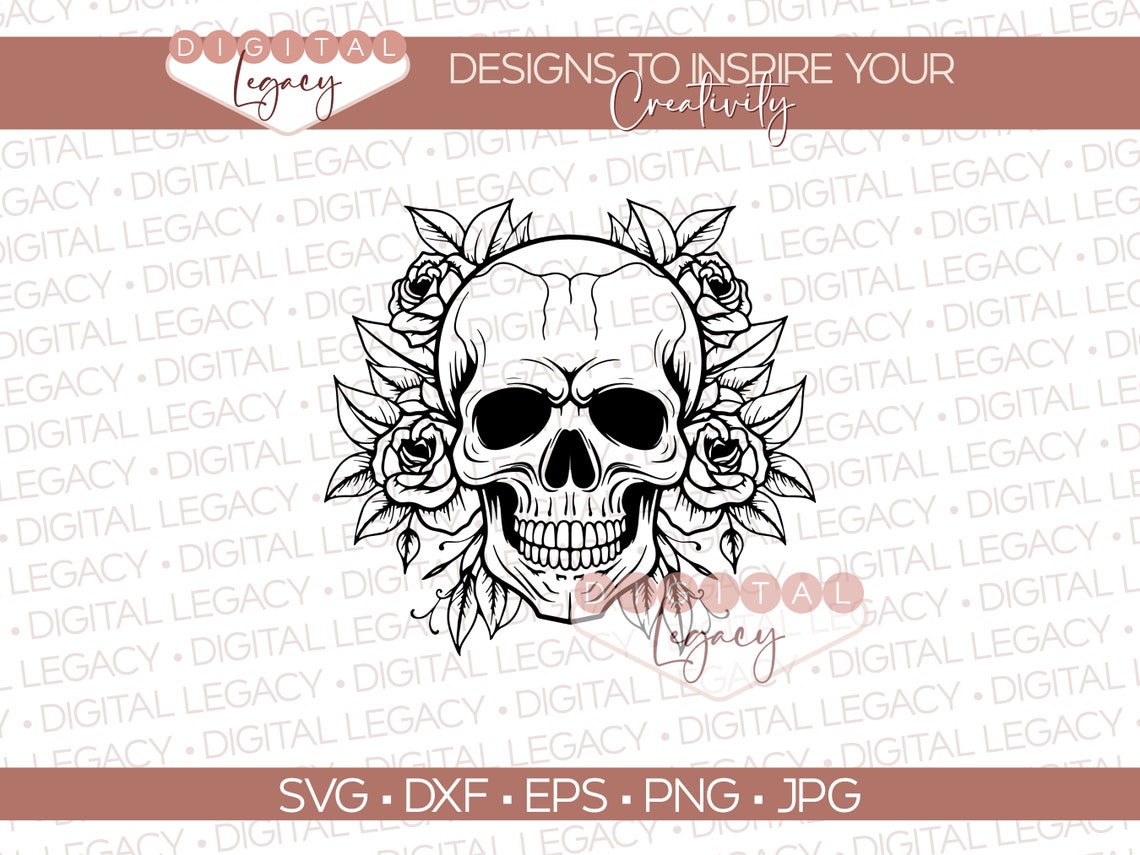 Floral Skull Svg Skull and Rose Svg Magic Skull Svg - Etsy