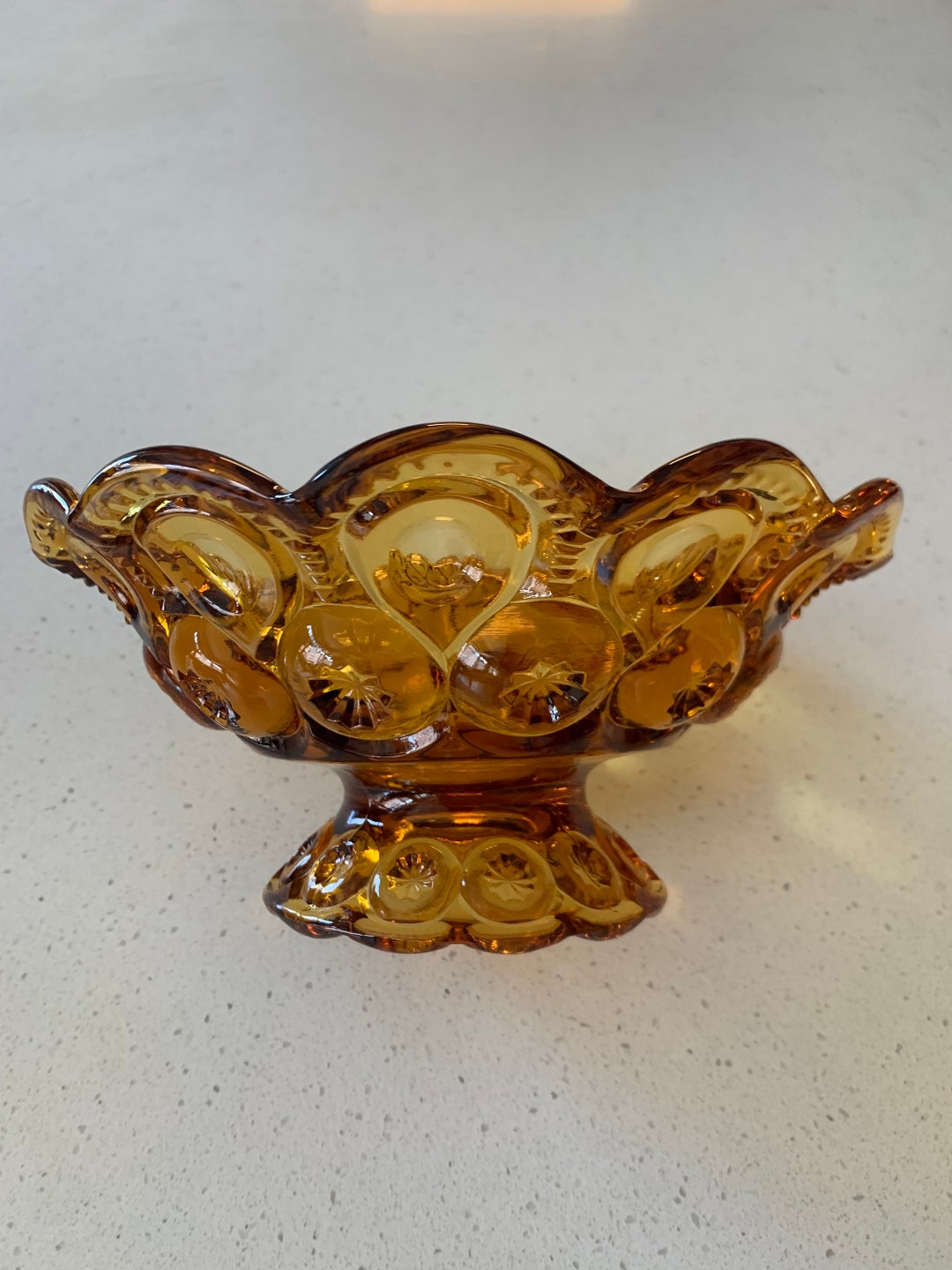 LE Smith Moon & Stars Amber Ruffled Bowl - Etsy