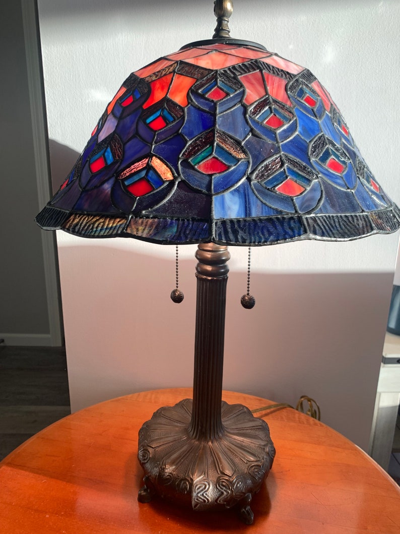 Dale Tiffany Lamp Base and Shade- Peacock Pattern - Etsy