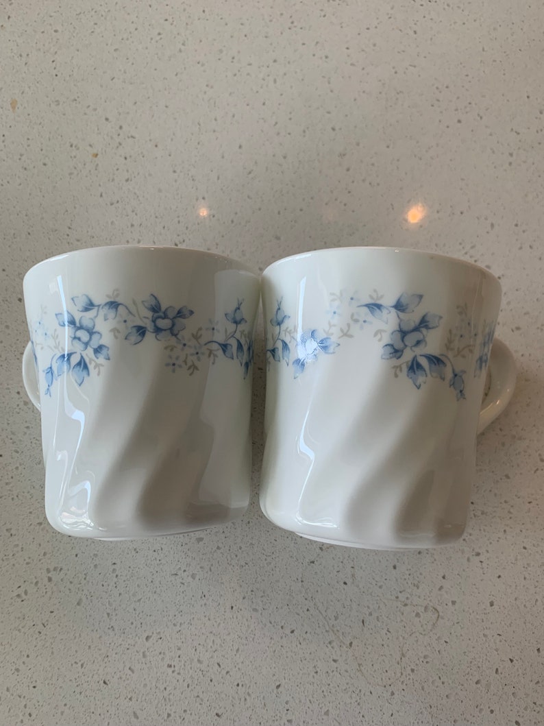 Corning Cup Set Blue Fleur Pattern - Etsy