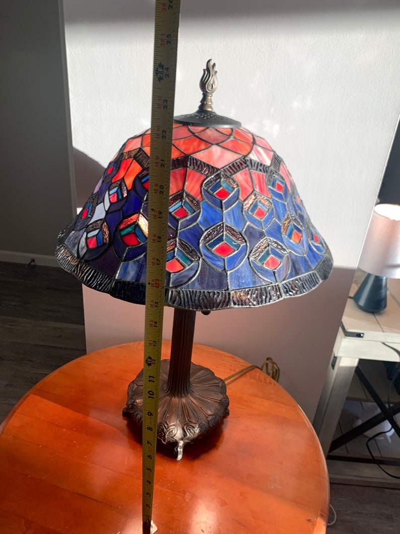 Dale Tiffany Lamp Base and Shade- Peacock Pattern - Etsy