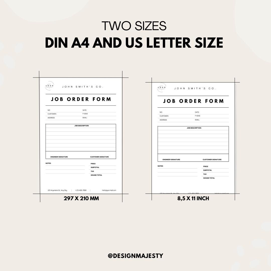 Editable Job Work Order Canva Template | Customizable Small Business ...