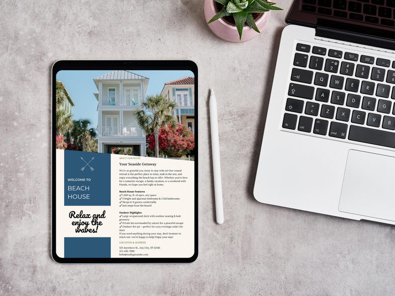Beach House Welcome Book | Airbnb Rental Guide | Editable Canva ...