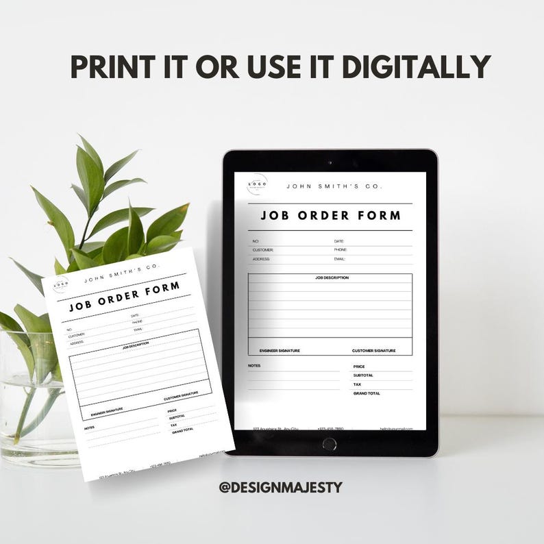 Editable Job Work Order Template: Customizable Invoice for Canva (A4/US ...