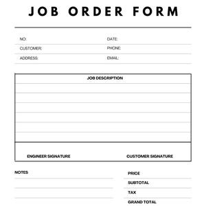 Editable Job Work Order Template: Customizable Invoice for Canva (A4/US ...