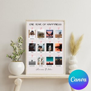 One Year Anniversary Photo Collage - Personalized Polaroid Gift, Custom ...
