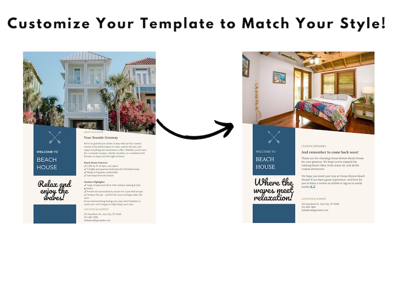 Beach House Welcome Book | Airbnb Rental Guide | Editable Canva ...
