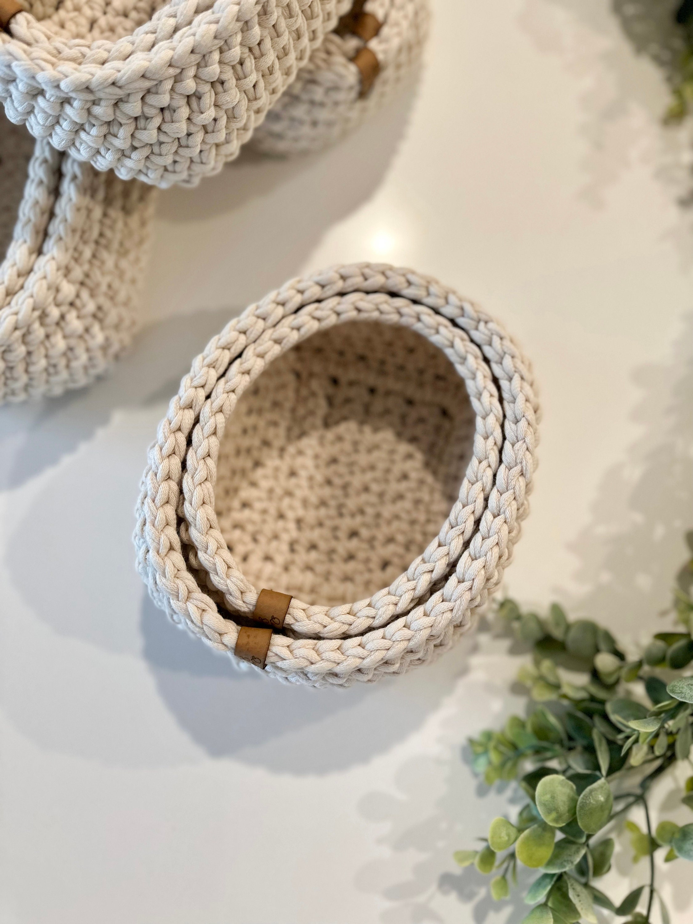 Crocheted Stacking Baskets - Set of 2 - Etsy