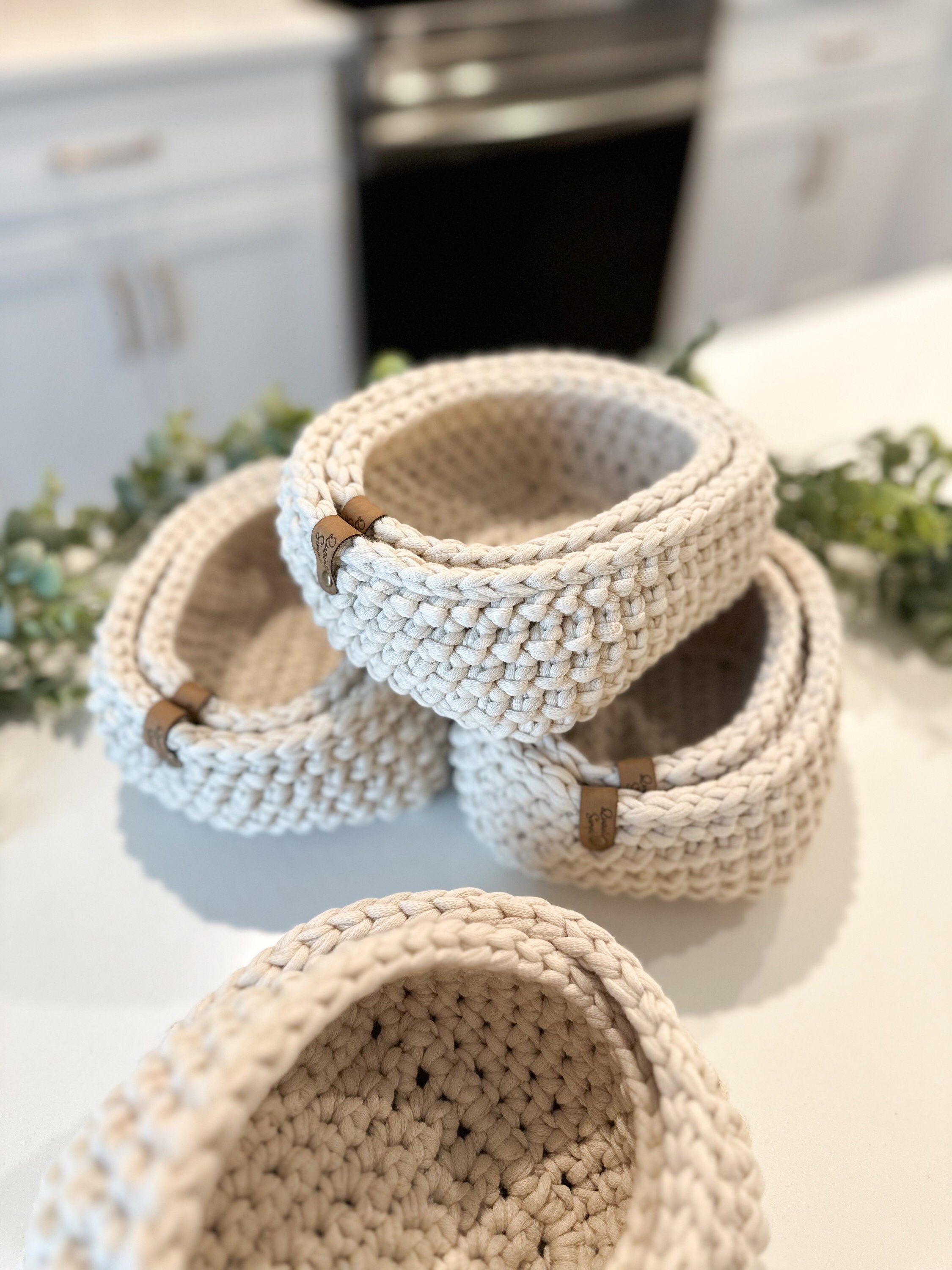 Crocheted Stacking Baskets Set of 2 - Etsy