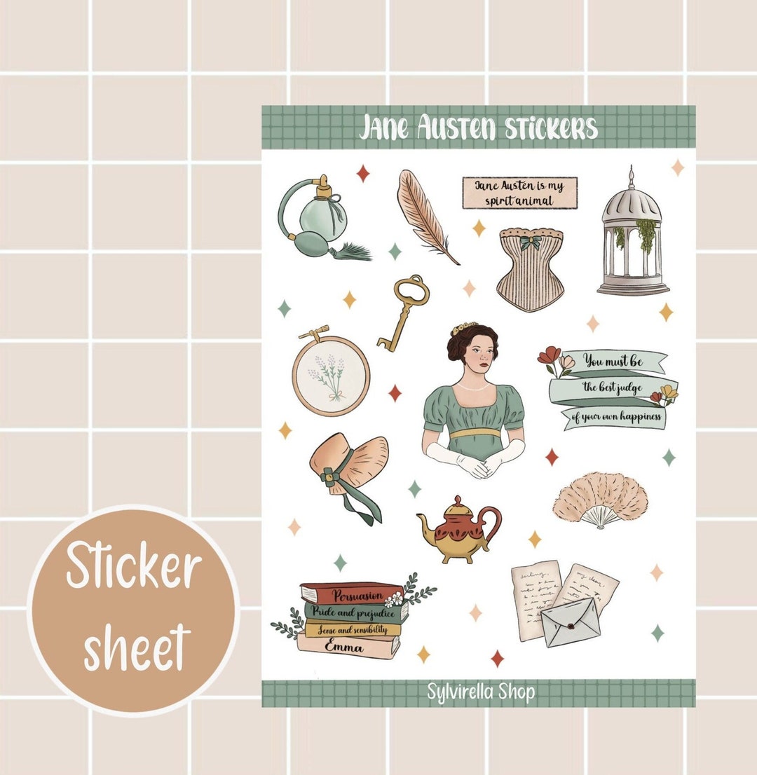 Jane Austen Sticker Sheet Jane Austen Stickers Planner Stickers Bullet ...