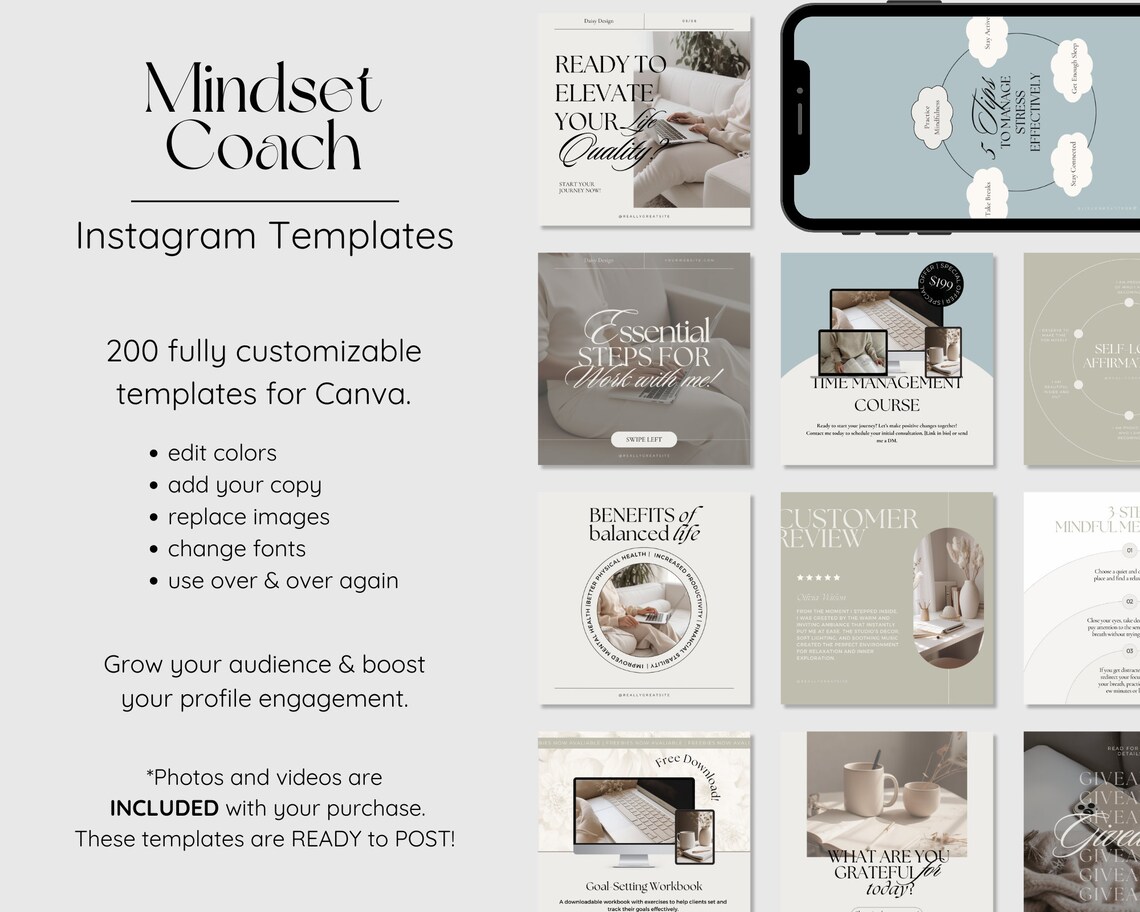Mindset Coach Instagram Template | Holistic Coach Social Media Post ...