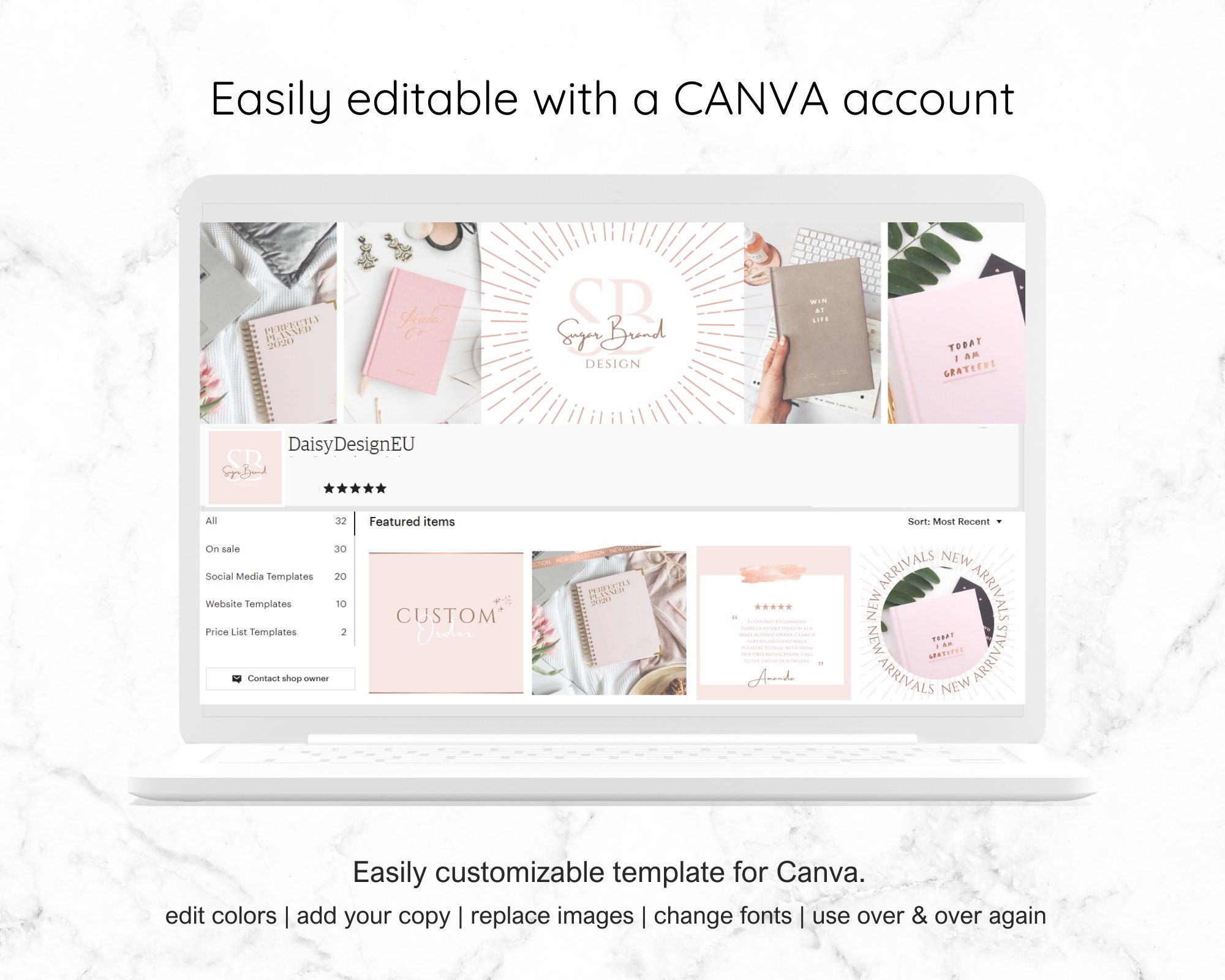 Rose Gold Etsy Shop Kit Etsy Banner Template Etsy Shop Banner Etsy ...