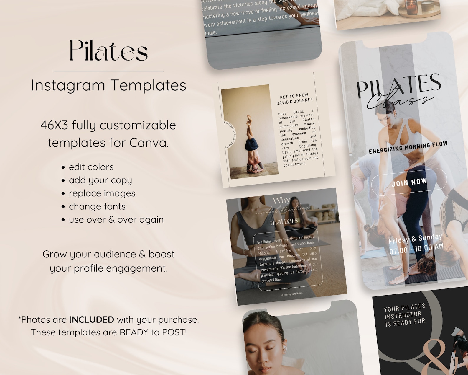 Pilates Instagram Template Social Media Templates for Pilates ...