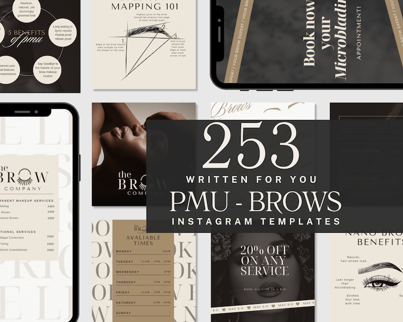 PMU Brows Instagram Templates | Microblading Social Media | Brows ...