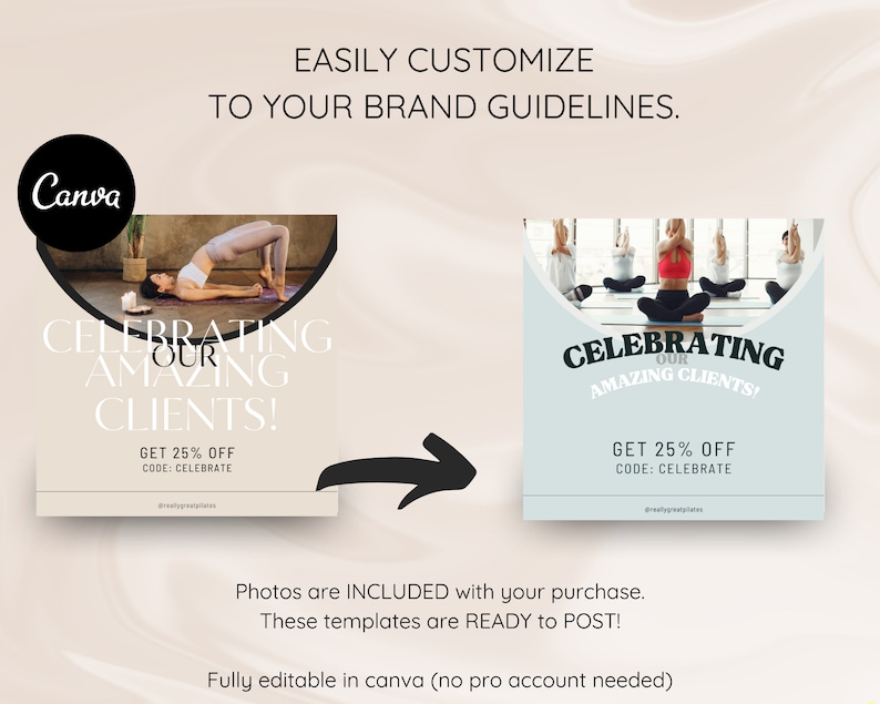 Pilates Instagram Template Social Media Templates for Pilates ...