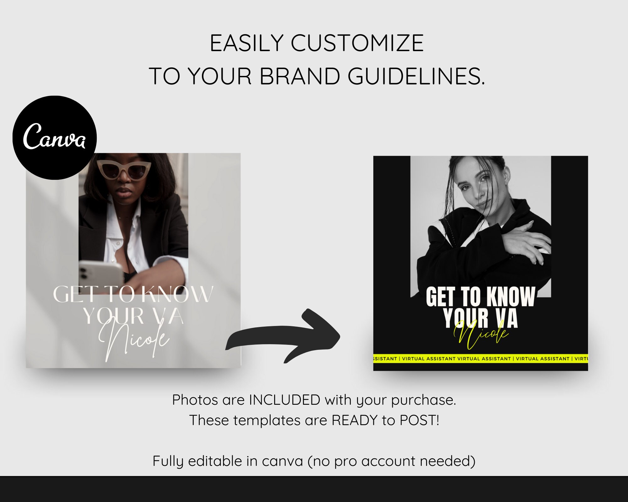 Virtual Assistant Instagram Templates VA Instagram Posts Social Media ...