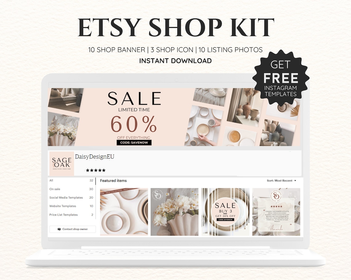 Minimalist Etsy Shop Kit Etsy Banner Template Etsy Shop Banner Etsy ...